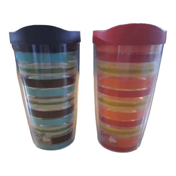 Fiesta | Dining | Fiesta Tervis Set Of 2 Double Walled 6 Oz Striped ...
